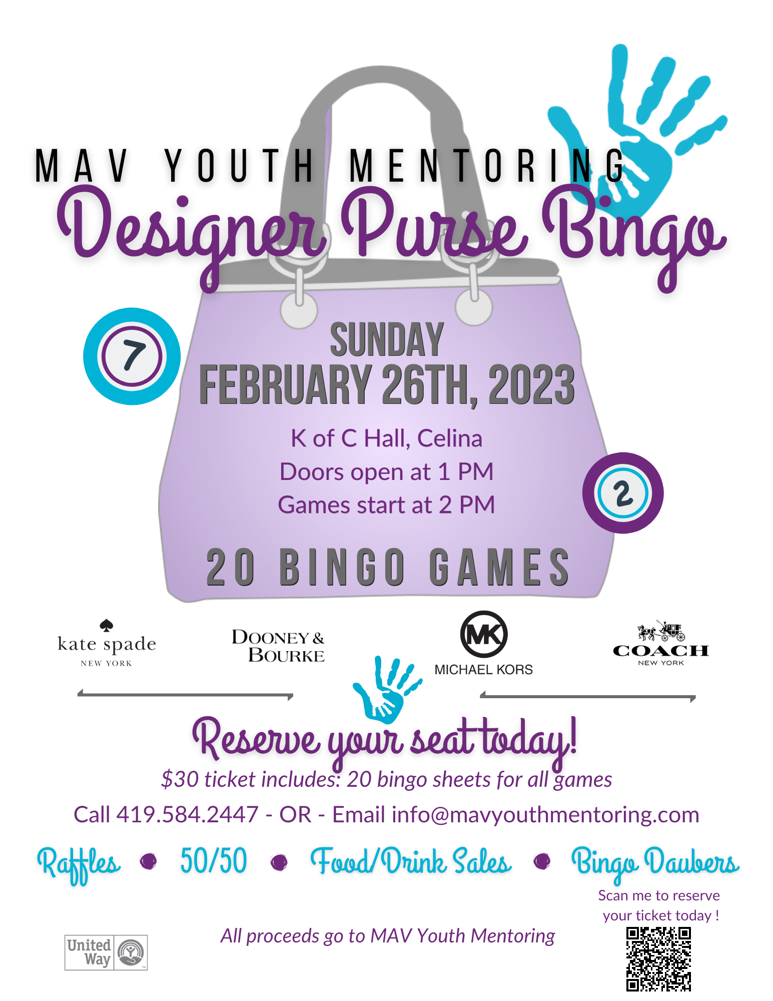 MAV Youth Mentoring Designer Purse BINGO M A V Youth Mentoring Of MAV Youth Mentoring Designer Purse BINGO M A V Youth Mentoring Of